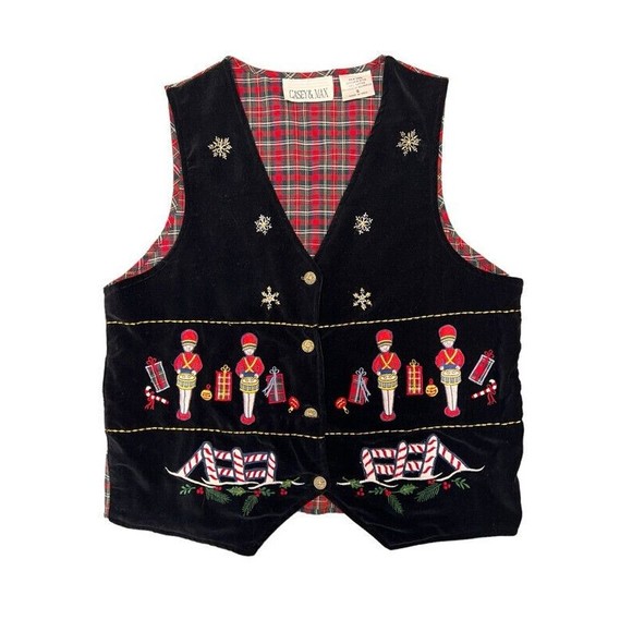 Casey & Max | Jackets & Coats | Vintage Casey Max Black Velvet Embroidered Holiday Christmas ...